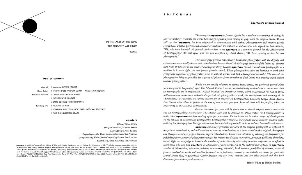 Aperture's Altered Format | Aperture | Spring 1959
