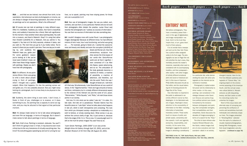 Editors’ Note | Aperture | Winter 2001