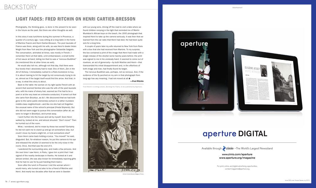 Light Fades: Fred Ritchin On Henri Cartier-Bresson | Aperture | Summer 2012